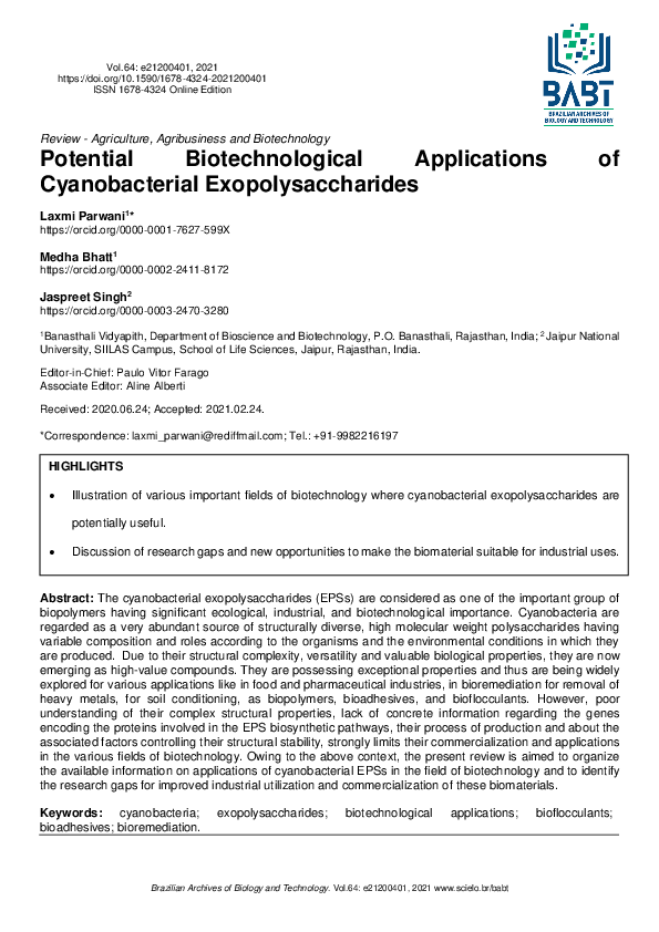 (PDF) Potential Biotechnological Applications of Cyanobacterial ...