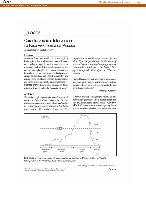 (PDF) Caracterização e intervenção na fase prodrómica da psicose ...