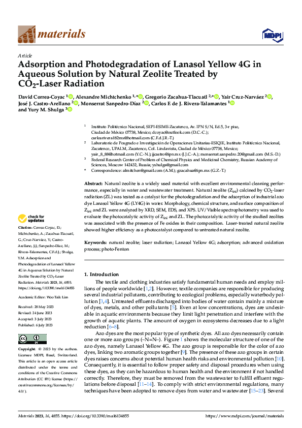 (PDF) Adsorption and Photodegradation of Lanasol Yellow 4G in Aqueous ...