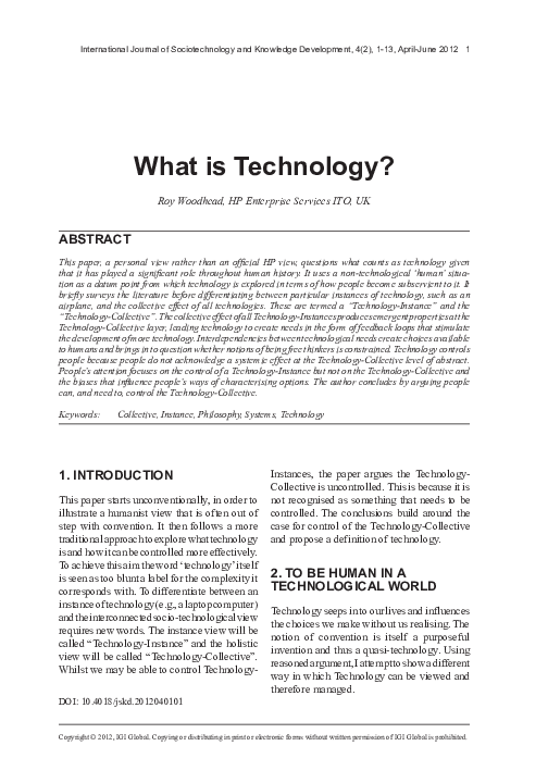 (PDF) What is Technology?