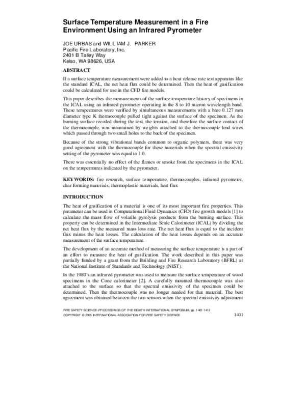 (PDF) Surface Temperature Measurement In A Fire Environment Using An ...