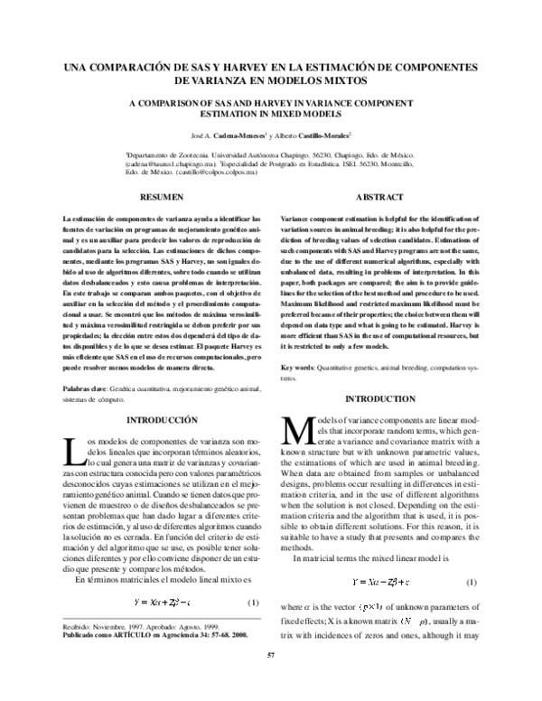 (PDF) Una Comparación De Sas y Harvey en La Estimación De Componentes ...