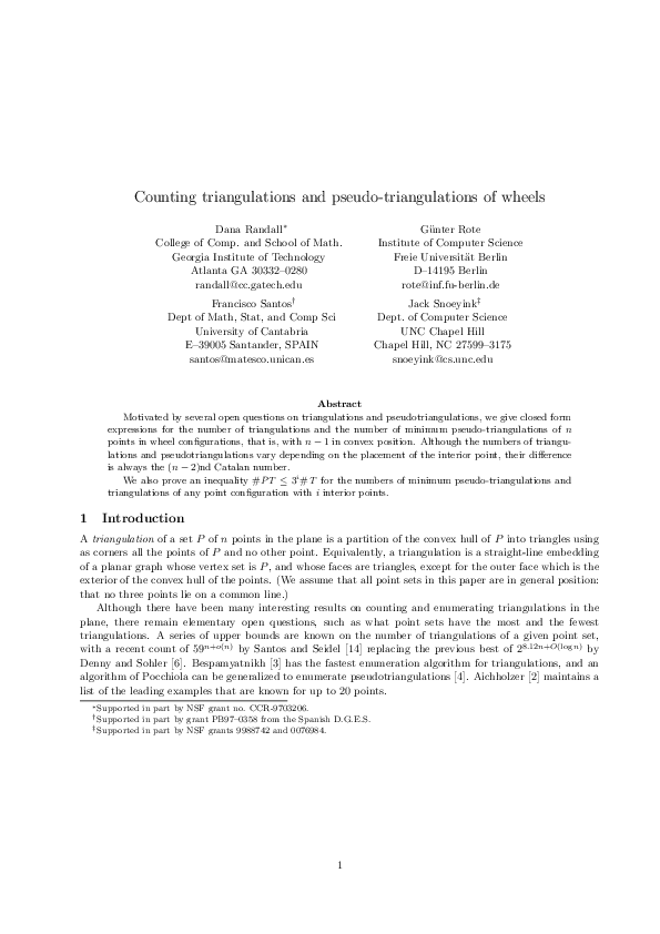 Pdf Counting Triangulations And Pseudo Triangulations Of Wheels