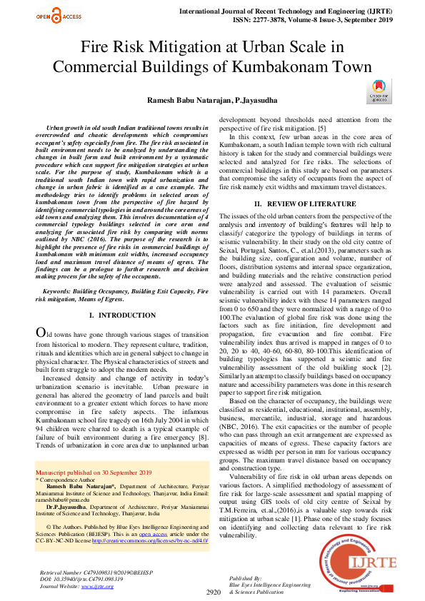 (PDF) Fire Risk Mitigation at Urban Scale in Commercial Buildings of ...