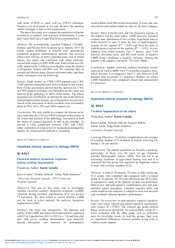 (PDF) Electrical auditory brainstem responses during cochlear implantation