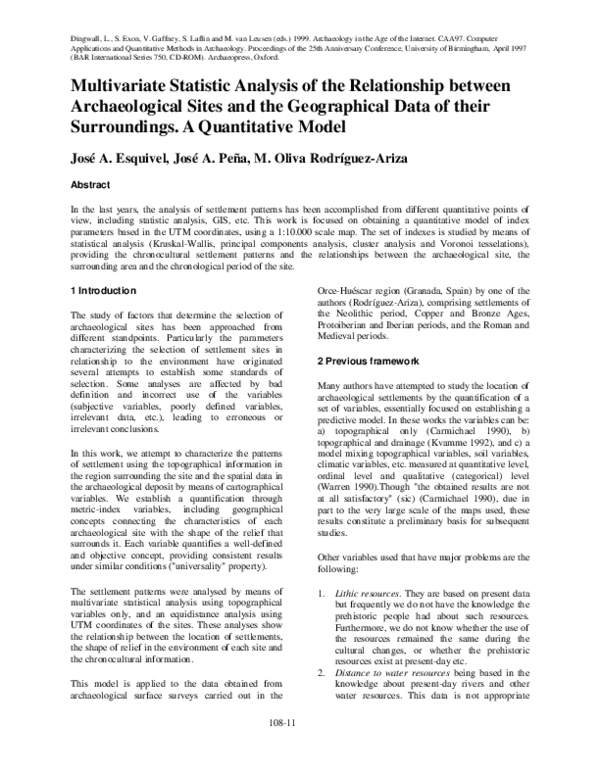 (PDF) Multivariate Statistic Analysis of the Relationship between ...