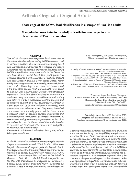 (PDF) Knowledge of the NOVA food classification in a sample of ...
