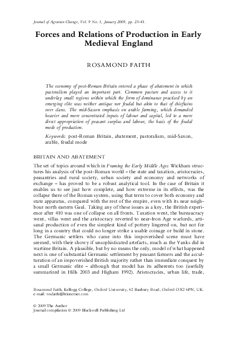 (PDF) Forces and Relations of Production in Early Medieval England