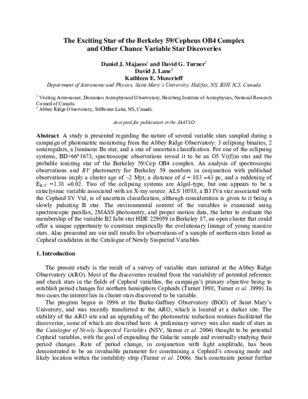 (PDF) The Exciting Star of the Berkeley 59/Cepheus OB4 Complex and ...