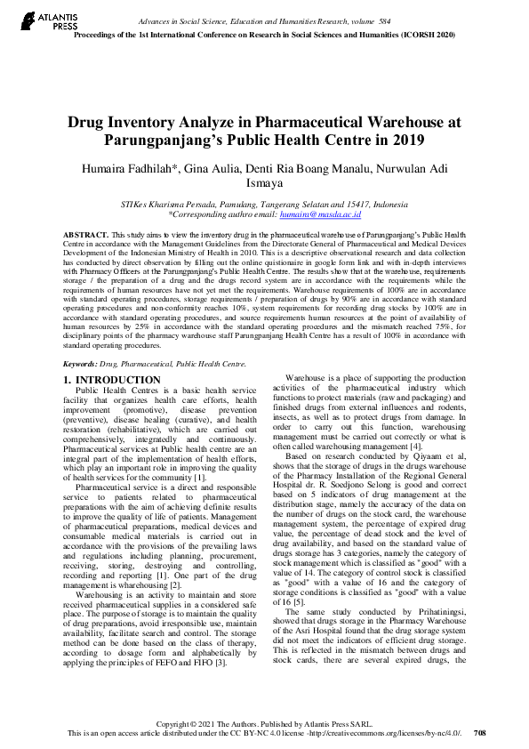 (PDF) Drug Inventory Analyze in Pharmaceutical Warehouse at ...
