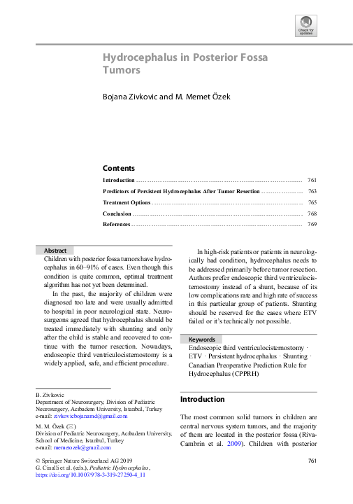 (PDF) Hydrocephalus in Posterior Fossa Tumors