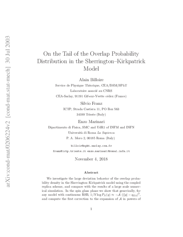 (PDF) On the tail of the overlap probability distribution in the ...