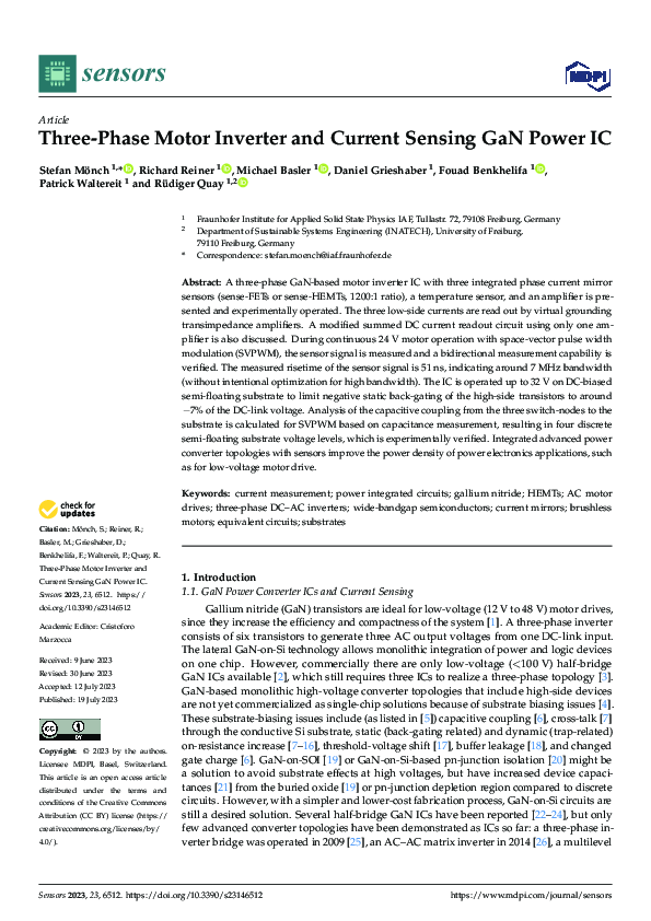 (PDF) Three-Phase Motor Inverter and Current Sensing GaN Power IC