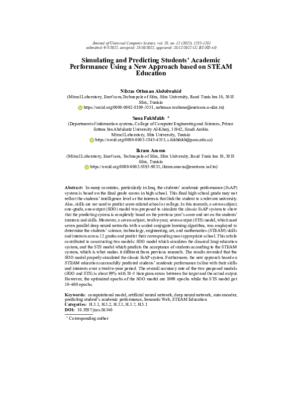 (PDF) Simulating and Predicting Students' Academic Performance Using a New Approach based on ...