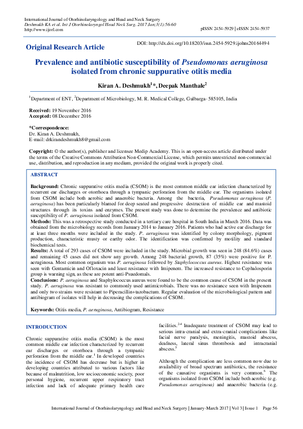(PDF) Prevalence and antibiotic susceptibility of Pseudomonas ...
