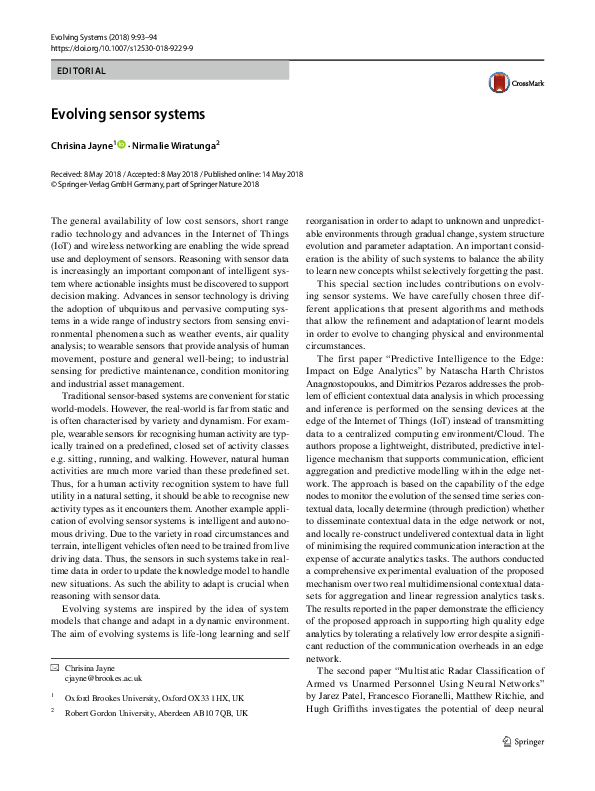 (PDF) Evolving sensor systems