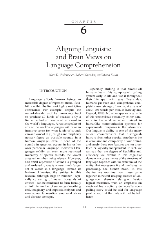 (PDF) Aligning Linguistic and Brain Views on Language Comprehension ...