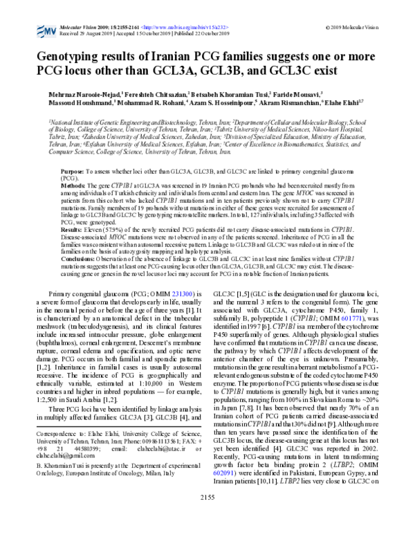 (PDF) Genotyping results of Iranian PCG families suggests one or more PCG locus other than GCL3A ...