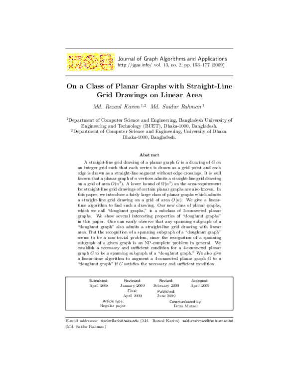 (PDF) On a Class of Planar Graphs with Straight-Line Grid Drawings on ...
