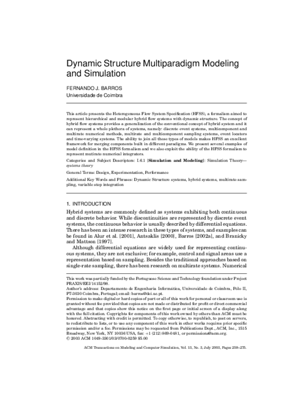 (PDF) Dynamic structure multiparadigm modeling and simulation