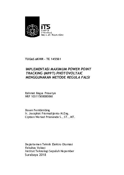 (PDF) Implementasi Maximum Power Point Tracking (MPPT) Photovoltaic ...