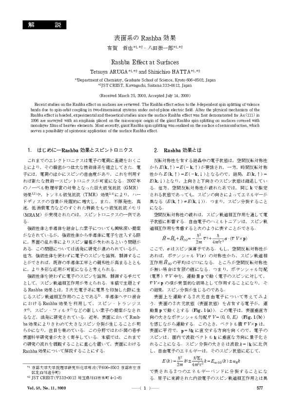 (PDF) Rashba Effect at Surfaces