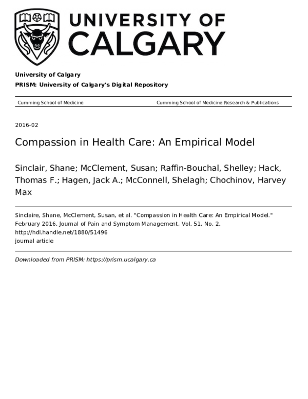 (PDF) Compassion in Health Care: An Empirical Model