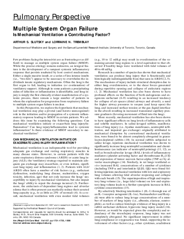 (PDF) Multiple System Organ Failure