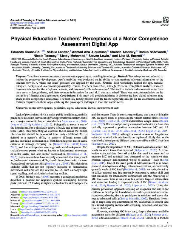 (PDF) Physical Education Teachers' Perceptions of a Motor Competence ...