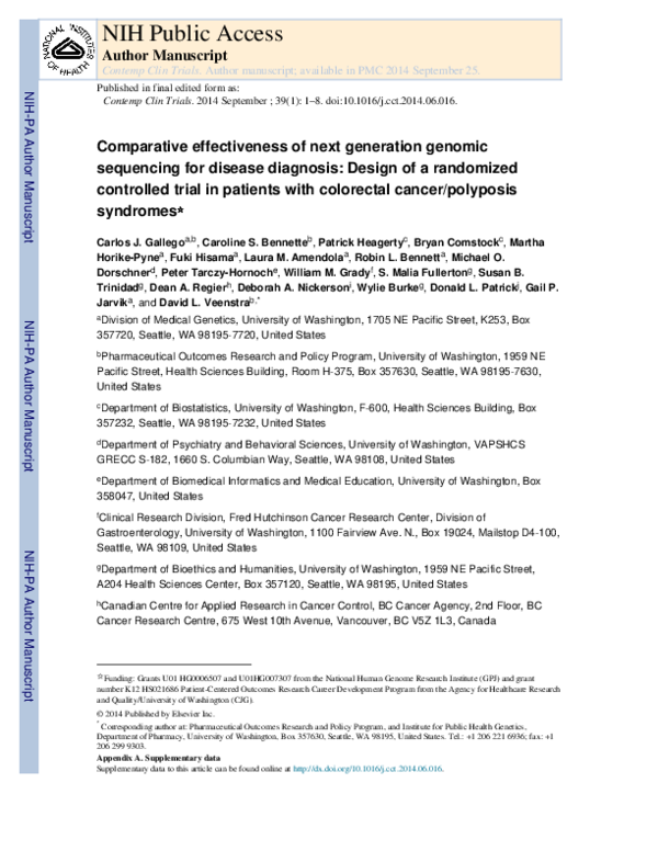 (PDF) Comparative effectiveness of next generation genomic sequencing for disease diagnosis ...