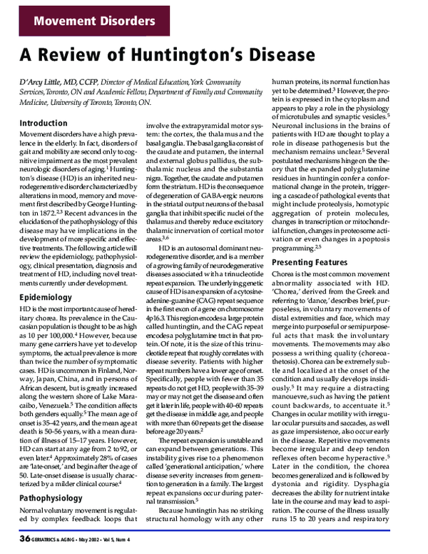 (PDF) A Review of Huntington’s Disease