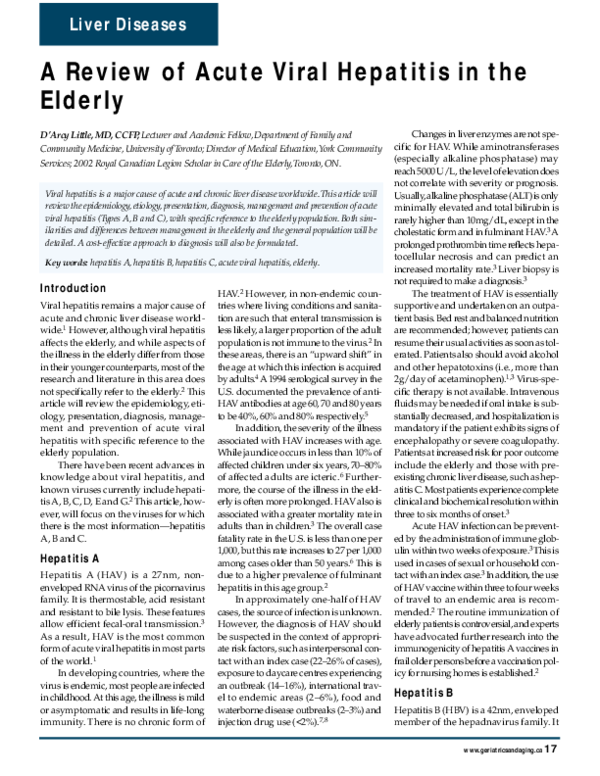 (PDF) A Review of Acute Viral Hepatitis in the Elderly