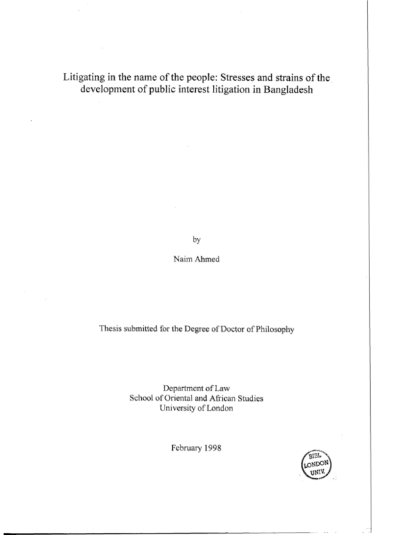 (PDF) Litigating in the names of the people : Stresses and strains of the development of public ...