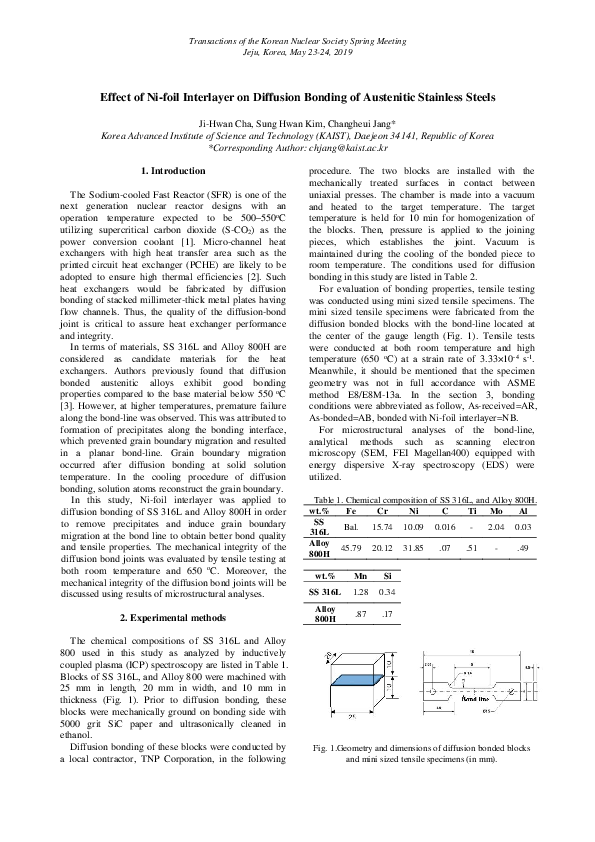 (PDF) Effect of Ni-foil Interlayer on Diffusion Bonding of Austenitic Stainless Steels