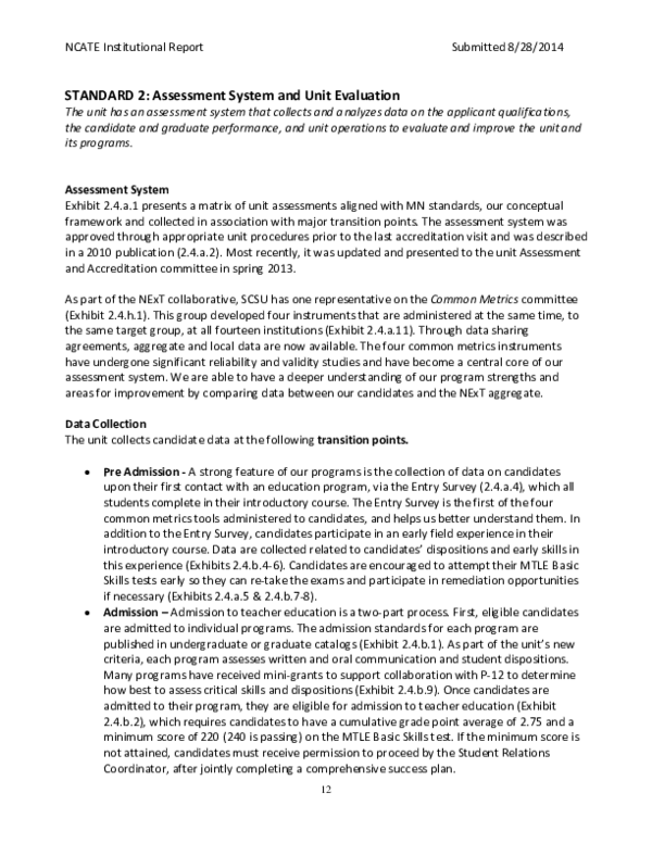 (PDF) Standard # 2 - Assessment System and Unit Evaluation