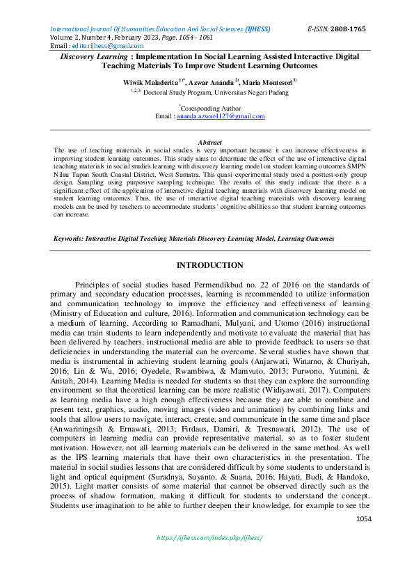 (PDF) Discovery Learning : Implementation In Social Learning Assisted ...