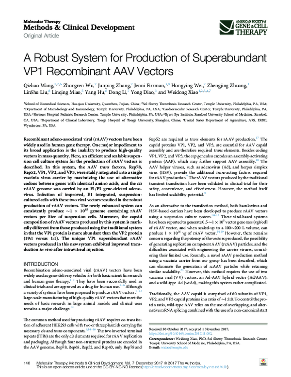 (PDF) A Robust System for Production of Superabundant VP1 Recombinant ...