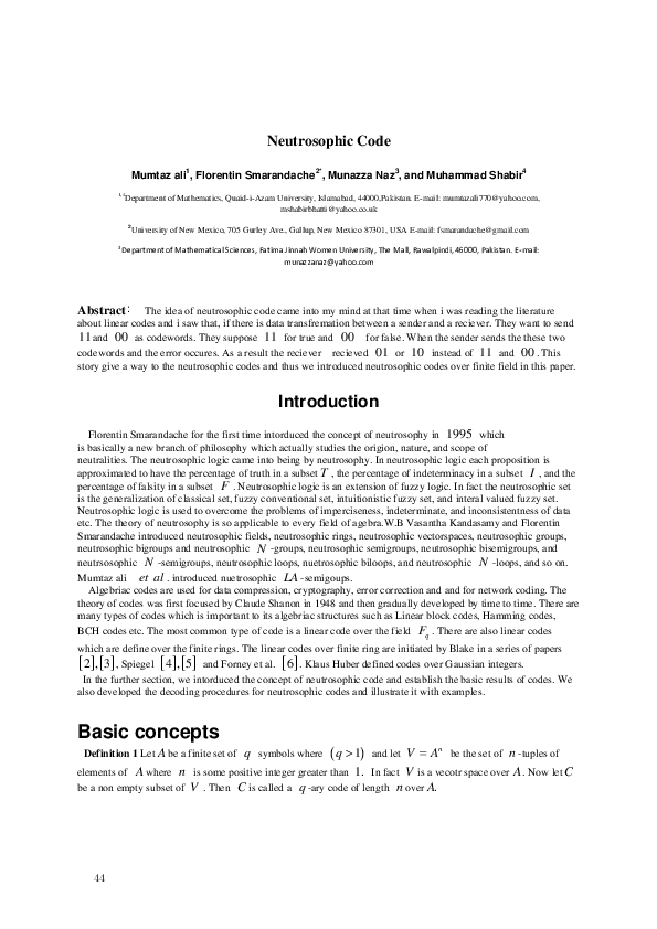 (PDF) Neutrosophic Code