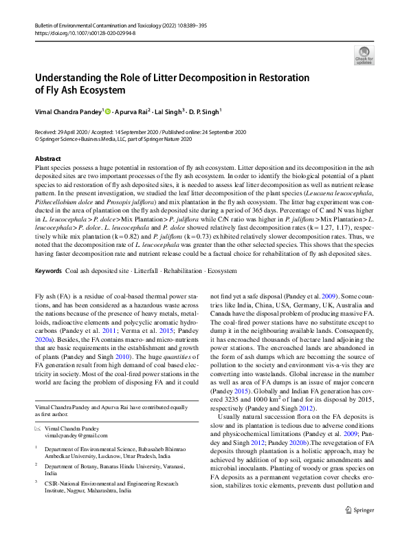 (PDF) Understanding the role of litter decomposition in restoration of ...