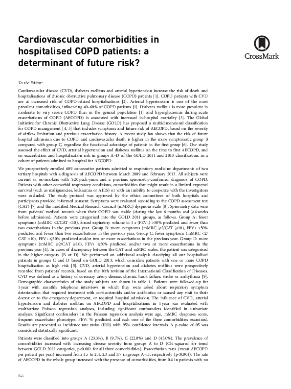 (PDF) Cardiovascular comorbidities in hospitalised COPD patients: a determinant of future risk?