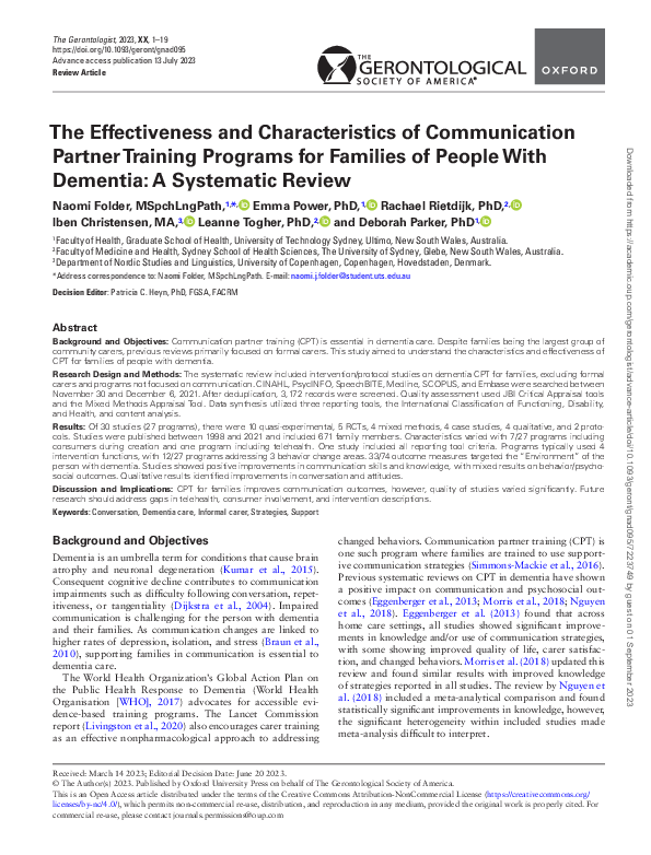 (PDF) The Effectiveness and Characteristics of Communication Partner ...