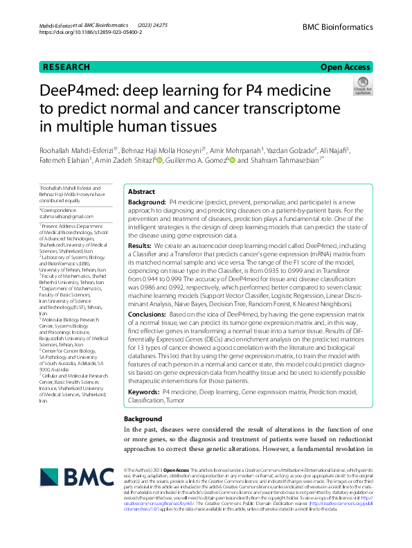 (PDF) DeeP4med: deep learning for P4 medicine to predict normal and cancer transcriptome in ...