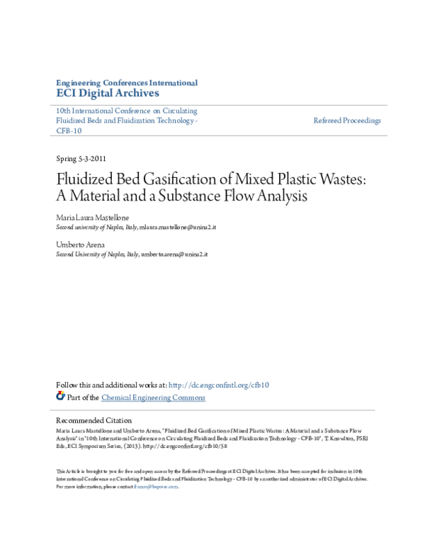 (PDF) Fluidized Bed Gasification of Mixed Plastic Wastes: A Material ...