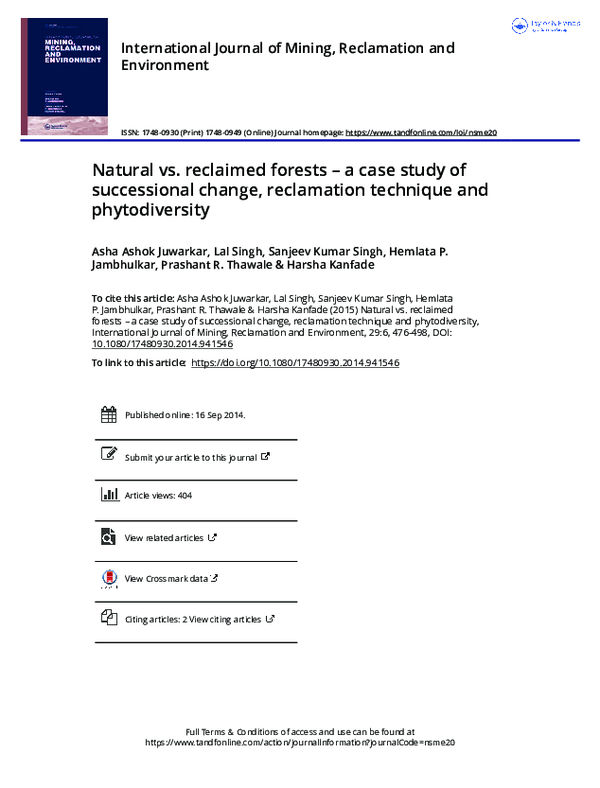 (PDF) Natural vs. reclaimed forests–a case study of successional change ...