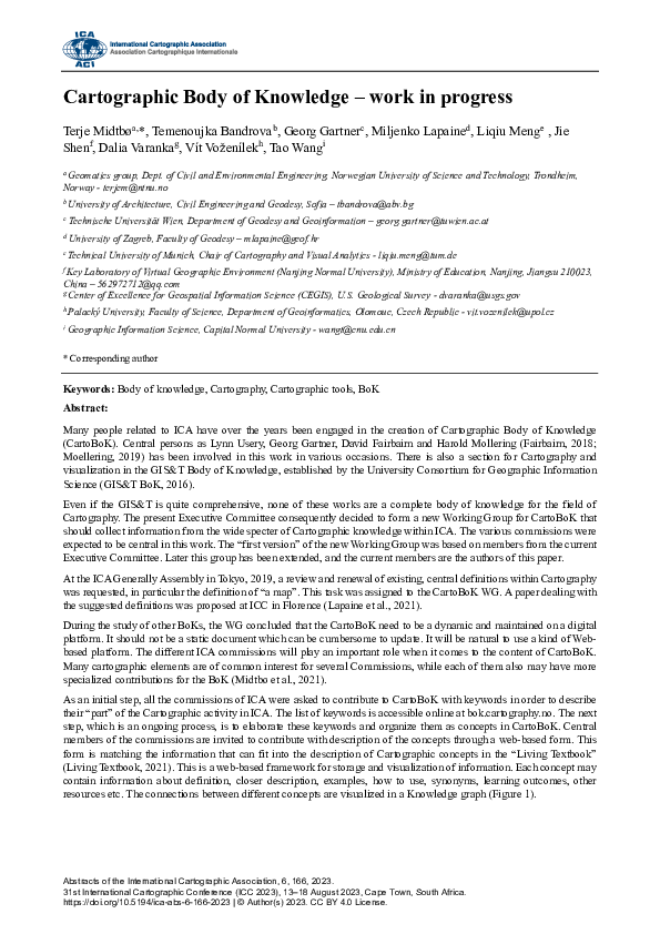(PDF) Cartographic Body of Knowledge – work in progress