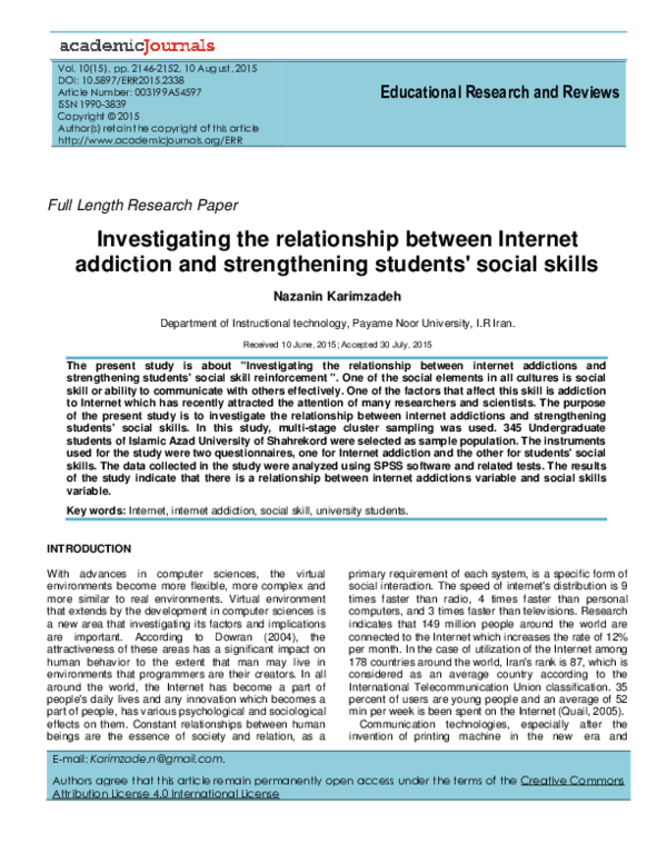 (PDF) Investigating the relationship between Internet addiction and ...