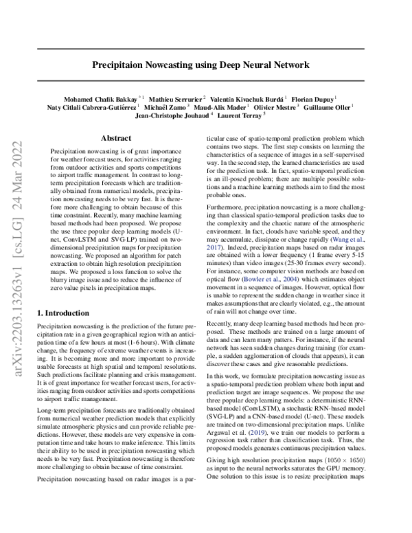 (PDF) Precipitaion Nowcasting using Deep Neural Network