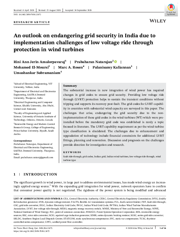 (PDF) An outlook on endangering grid security in India due to implementation challenges of low ...