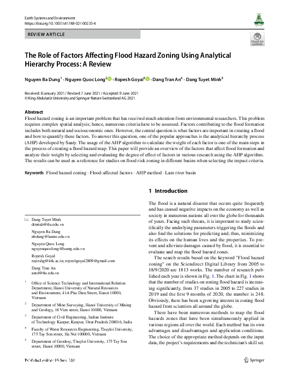 (PDF) The Role of Factors Affecting Flood Hazard Zoning Using Analytical Hierarchy Process: A Review