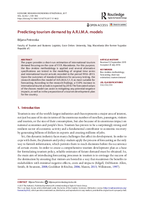 (PDF) Predicting tourism demand by A.R.I.M.A. models